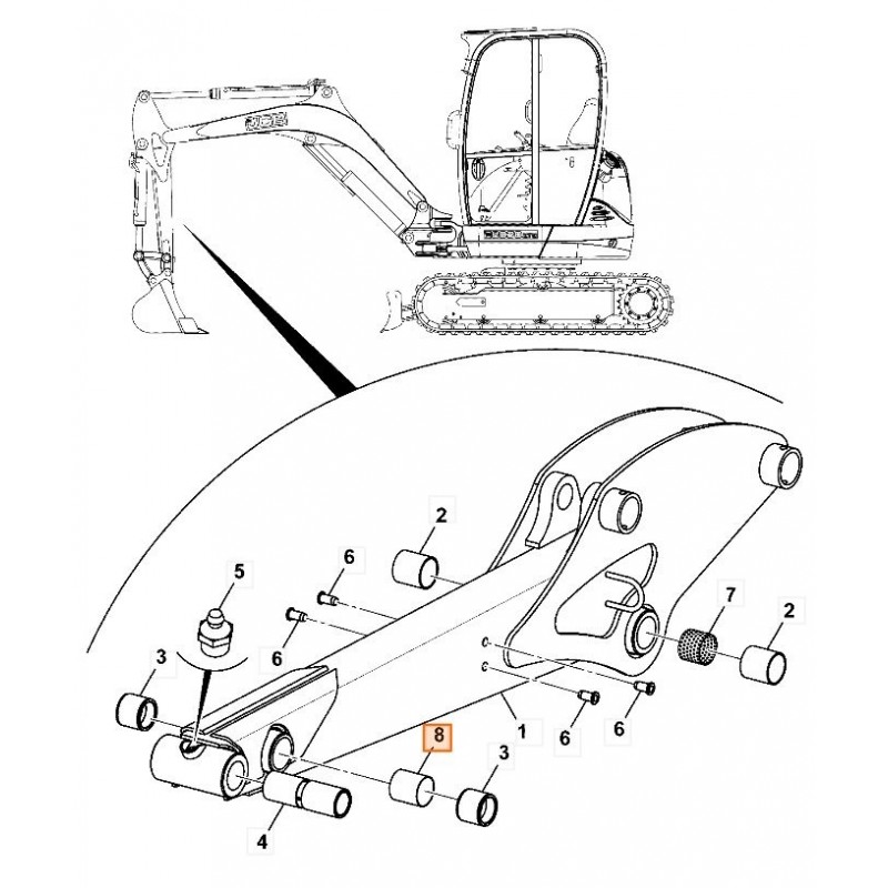 Bucsa perforata brat mini excavator JCB | Team Utilaje - Comanda Piese ...